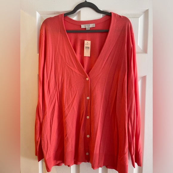 LOFT | Sweaters | Ann Taylor Loft Plus Size Coral Knit Cardigan Size ...